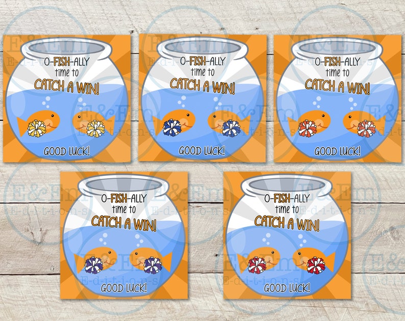Cheerleading Good Luck Tags O-fish-ally Catch A Win 5 - Etsy