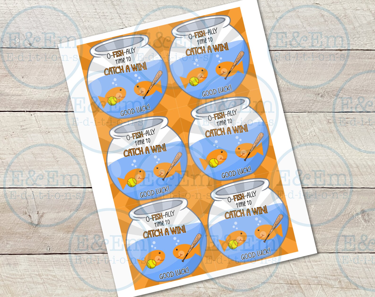 Softball Good Luck Tags O-fish-ally Catch A Win Softball - Etsy