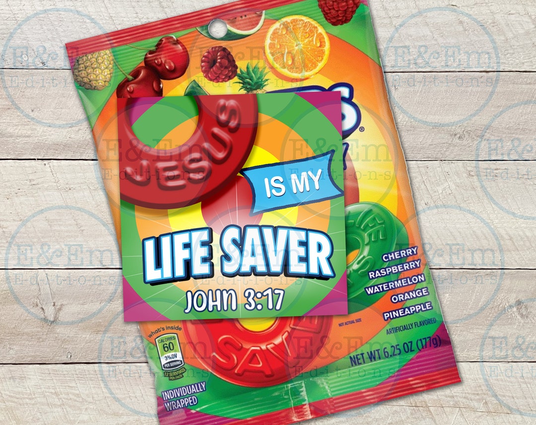 Jesus is My Life Saver Tags, Youth Group Treat Labels, VBS Candy Reward ...