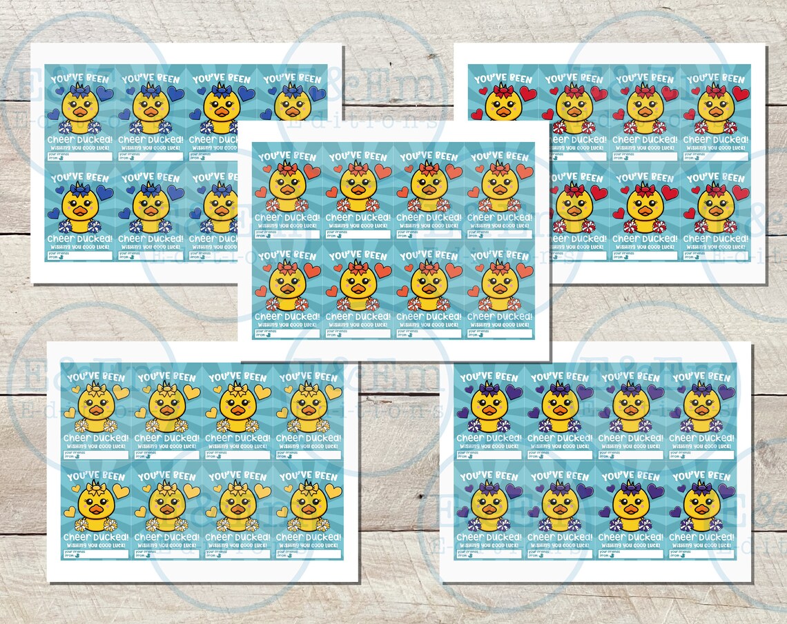 Cheer Duck Good Luck Tags, 5 Colors Included of Competition Game Labels ...