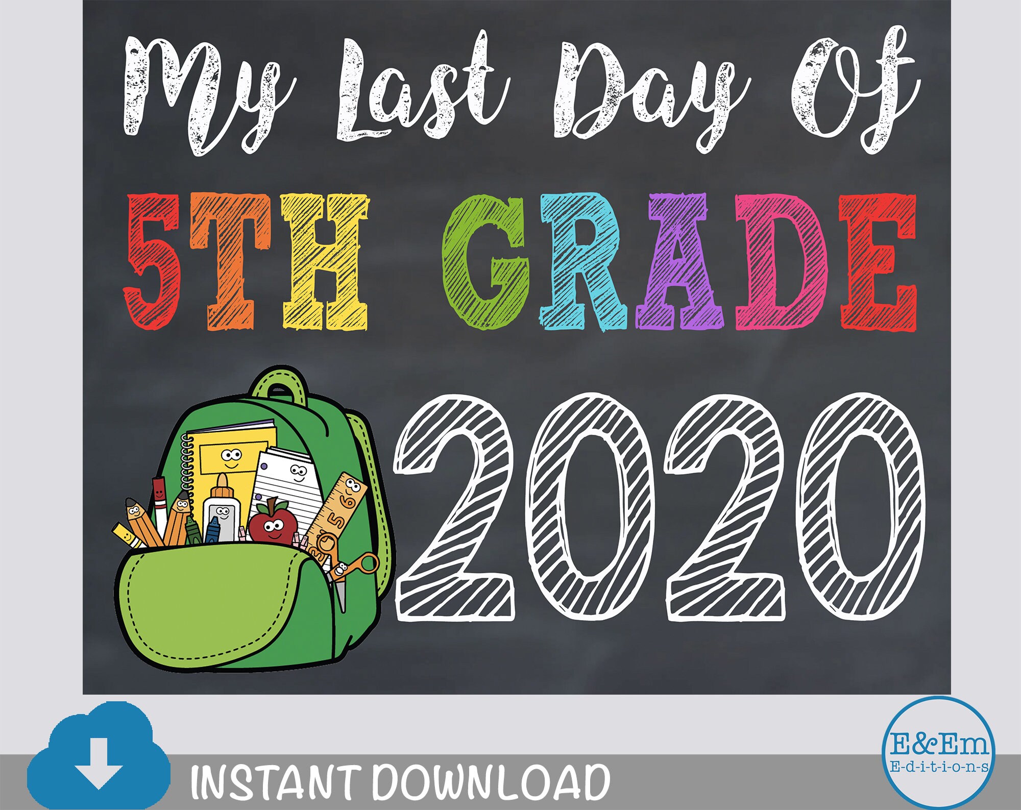 Last Day of Fifth Grade Sign Last Day of 5th Grade Sign Last | Etsy