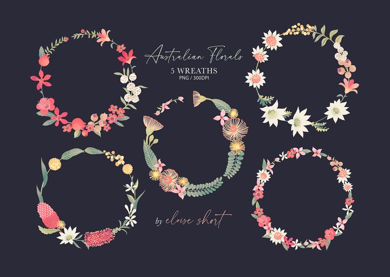 Australian Native Floral Digital Wreaths Printable | Etsy