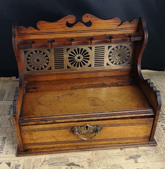 Antique pipe rack, pipe stand with tobacco drawer, aesthetic by ...
