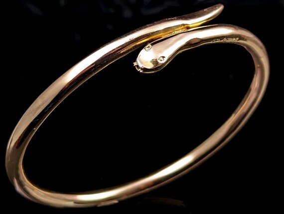Antique 9ct gold snake bangle, Upper Arm bracelet - Gem