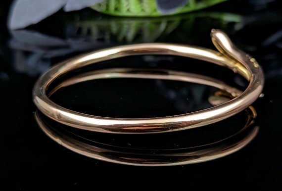 Antique 9ct gold snake bangle, Upper Arm bracelet - Gem