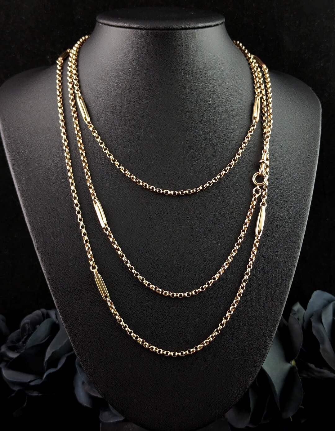 Antique 9ct Gold Long Chain, Fancy Link Chain Necklace - Etsy