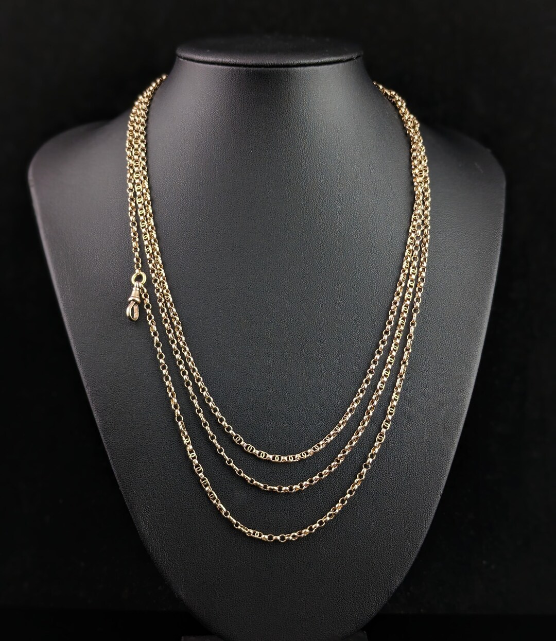 Antique 9ct Gold Longuard Chain, Muff Chain Necklace, Fancy Link - Etsy