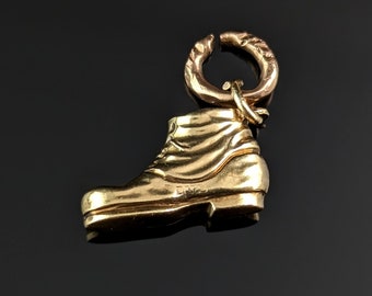 14K Yellow Gold 3-D Firefighter Boot Charm Pendant - Etsy