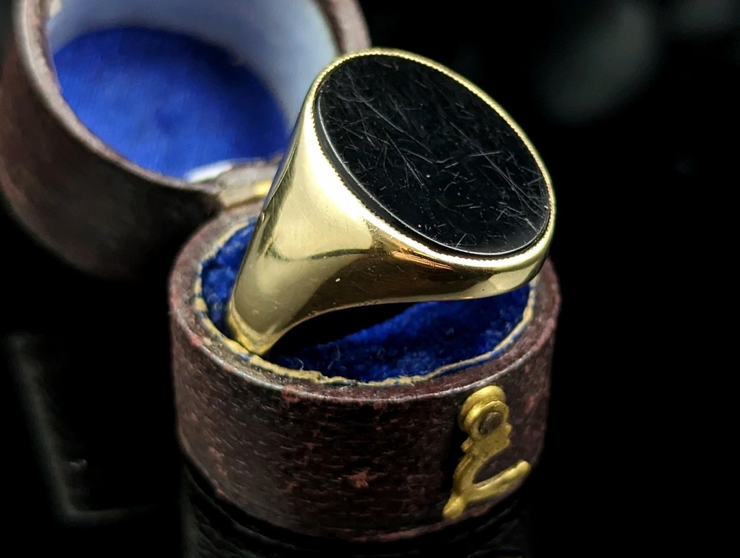 Vintage 14K Gold Onyx Siegelring c1980er Jahre rosa Ring - Etsy Schweiz