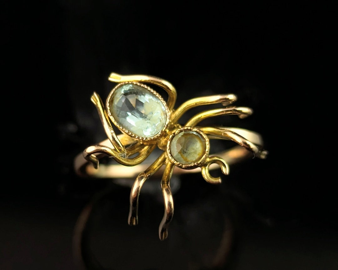 Antique Spider Ring, 9ct Gold, Paste and Spinel, Conversion - Etsy