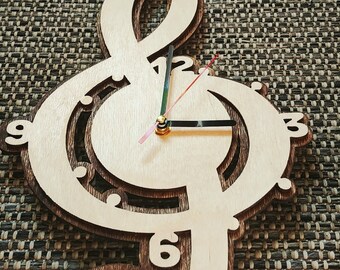 Treble Clef Clock in Wood - Etsy