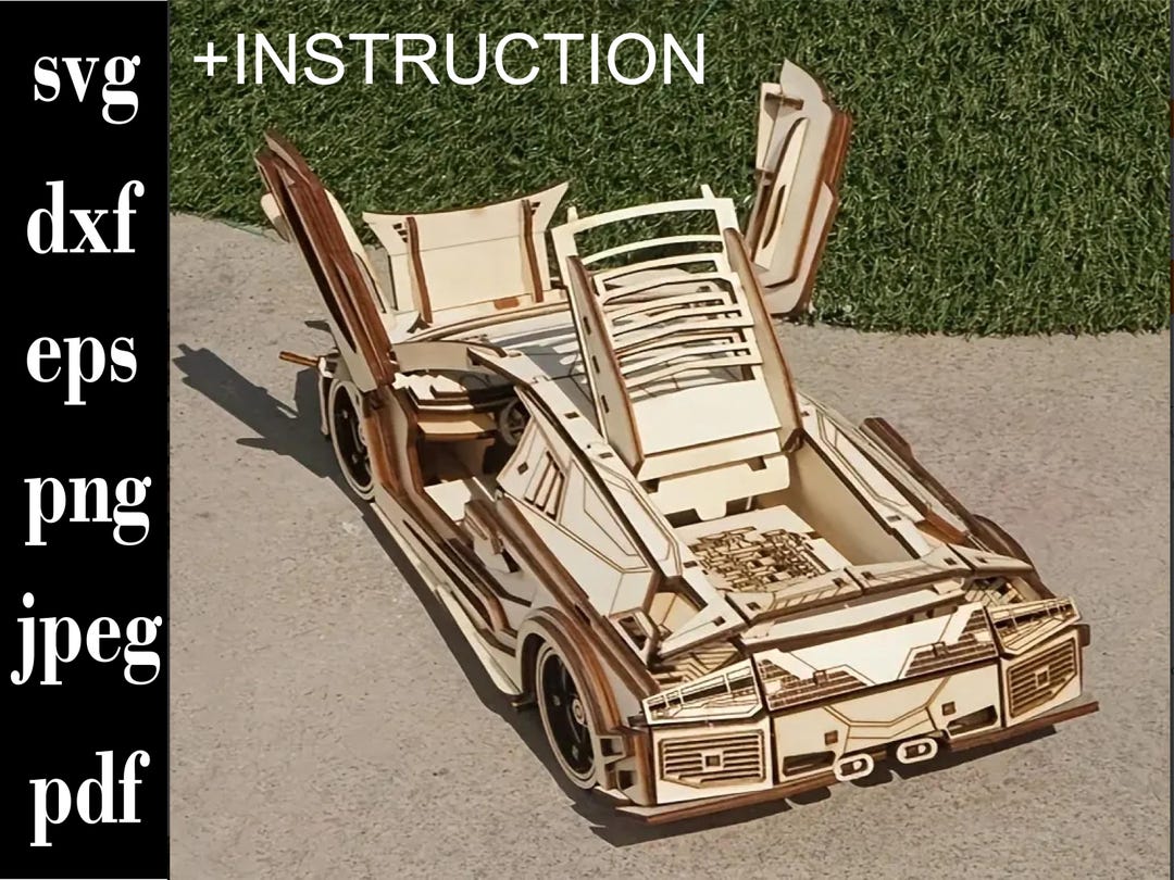 Lamborghi Car Model 3D Wooden Sports Car Lambo Model - Laser Instant ...