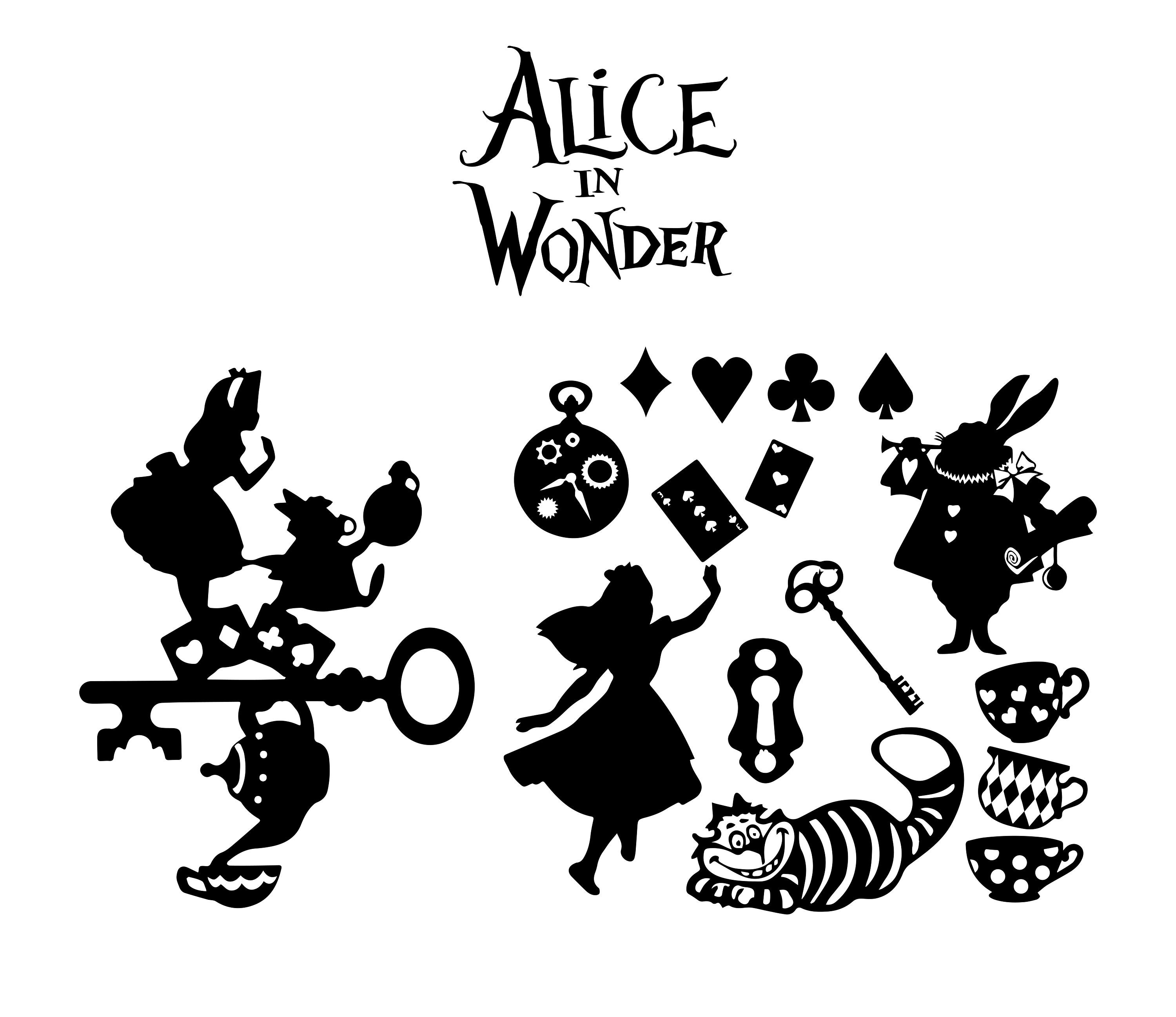 Alice in Wonder Svg, Alice Svg, Key Svg, Keyhole Svg, Clock Svg, Cards ...