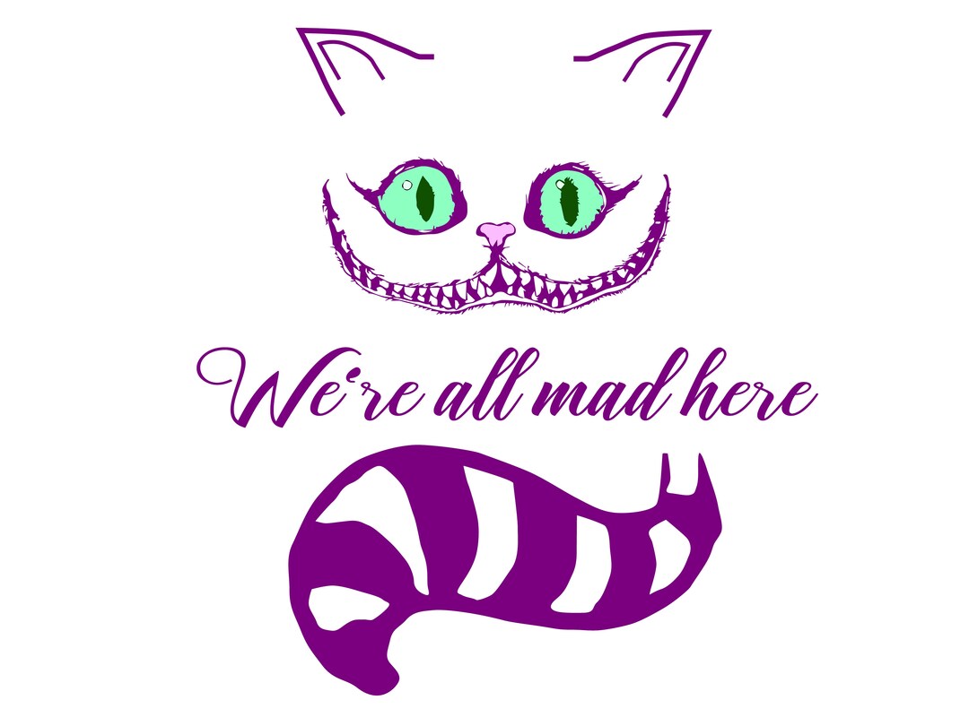 Cat With Tail Svg,cat Smile Svg,cat Chesh Tatoo,alice and Cat Svg,alice Svg,alice in Wonder Svg ...