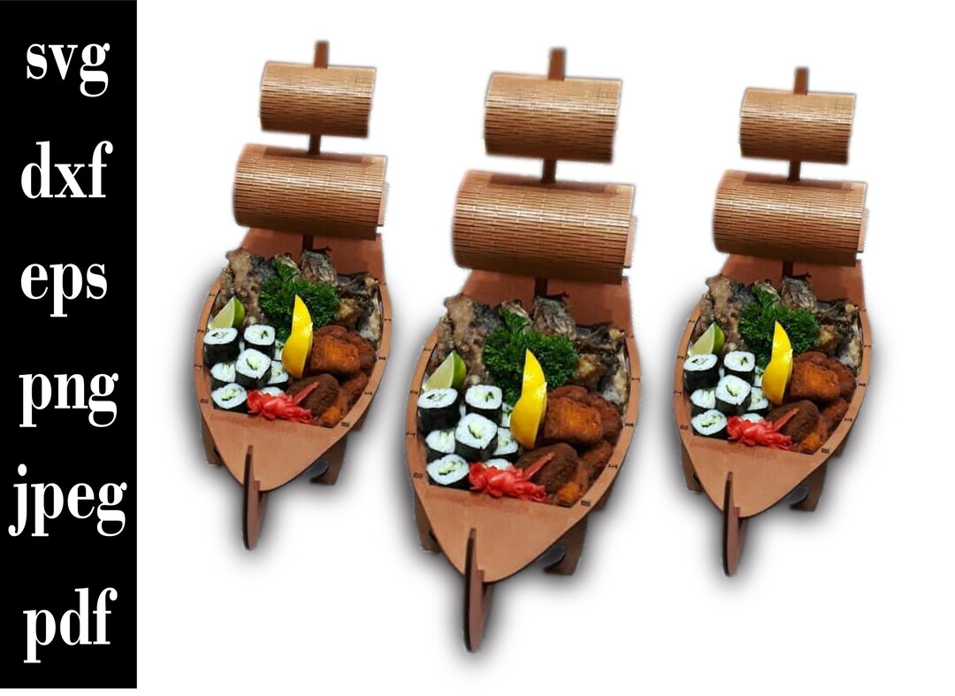 Sushi Boat Sushi Ship -3d Model Puzzle Sushi Boat Ship for Sushi ,laser ...