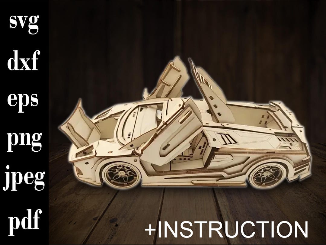 Lambo Car Model 3D Wooden Sports Car Lambo Model Laser Instant Download ...