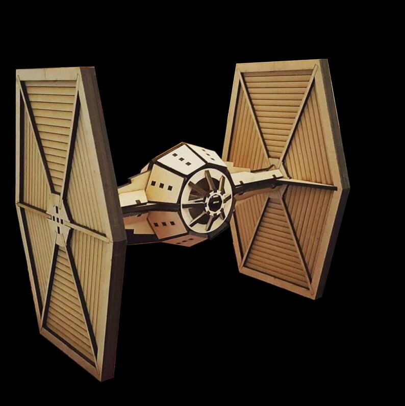 Tie Fighter Spaceship Layered-3d Model Wood Tie Fighter Star Svg War ...