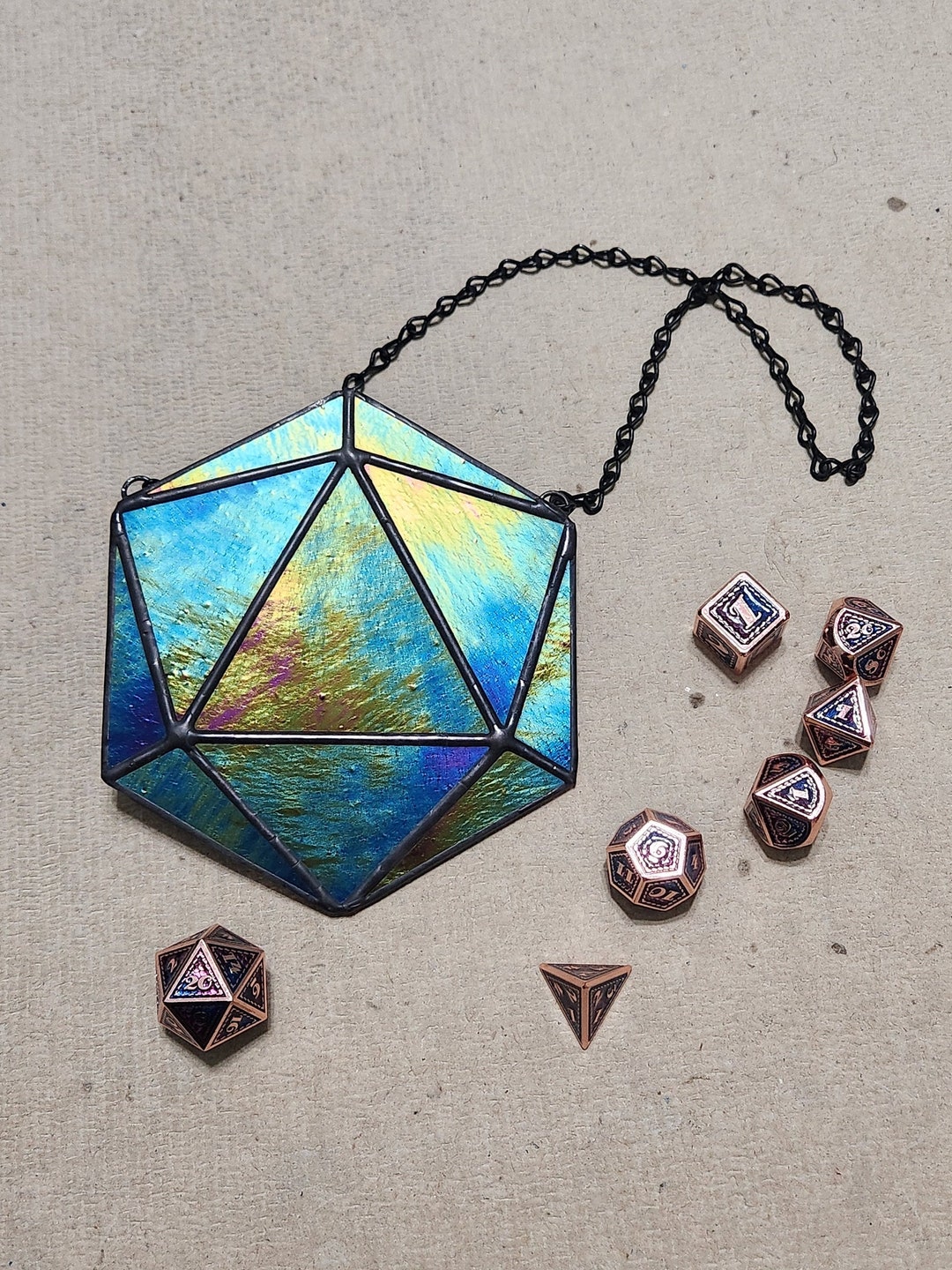 Stained Glass D20 Suncatcher Iridized - Etsy