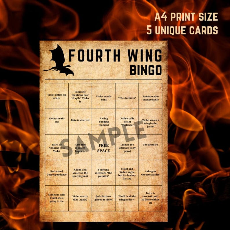 Fourth Wing Bingo – Digital Download (5 Cards) - Etsy