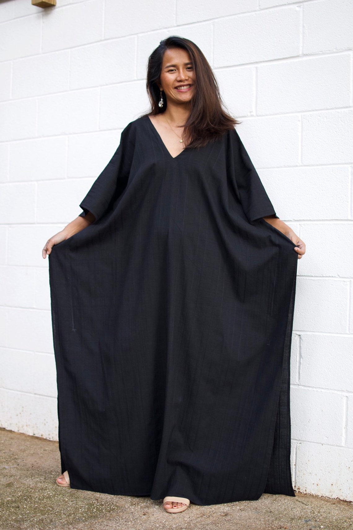 Cotton Caftans for Women E-24 ~ Black Kaftan Dress, Boho Womens ...