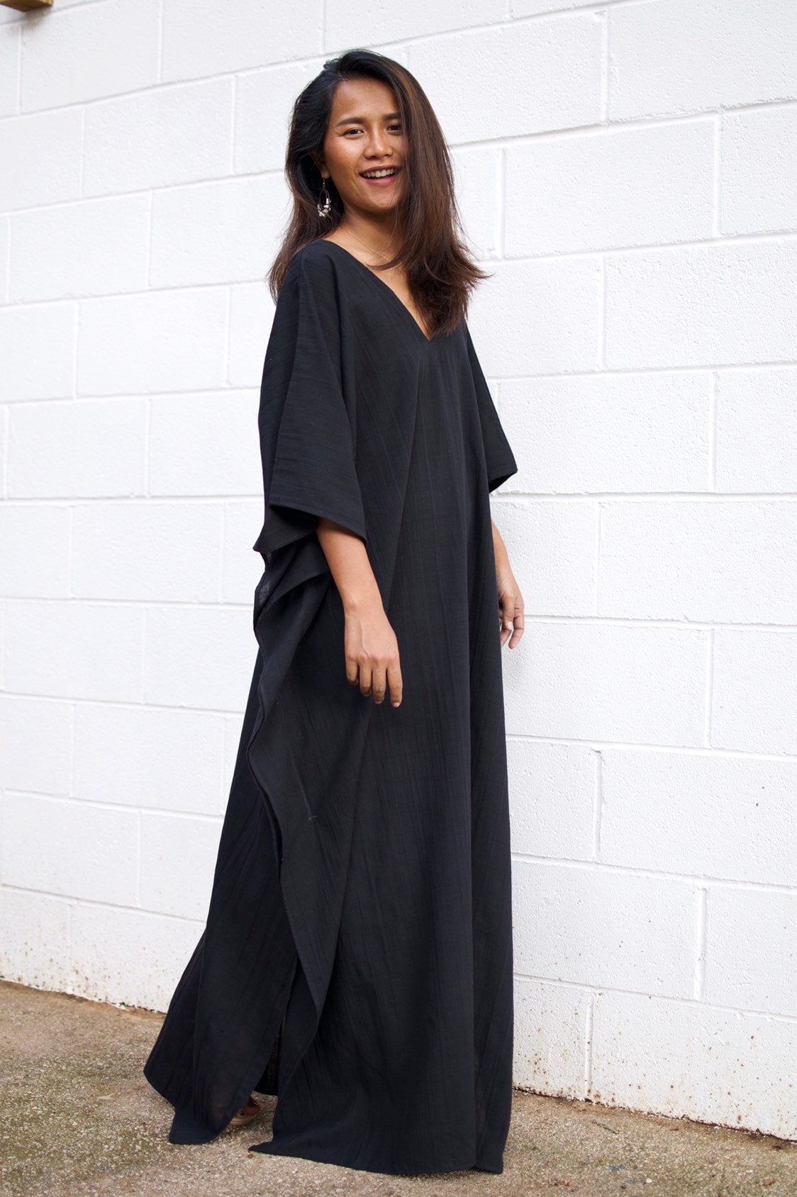 Cotton Caftans for Women E-24 ~ Black Kaftan Dress, Boho Womens ...