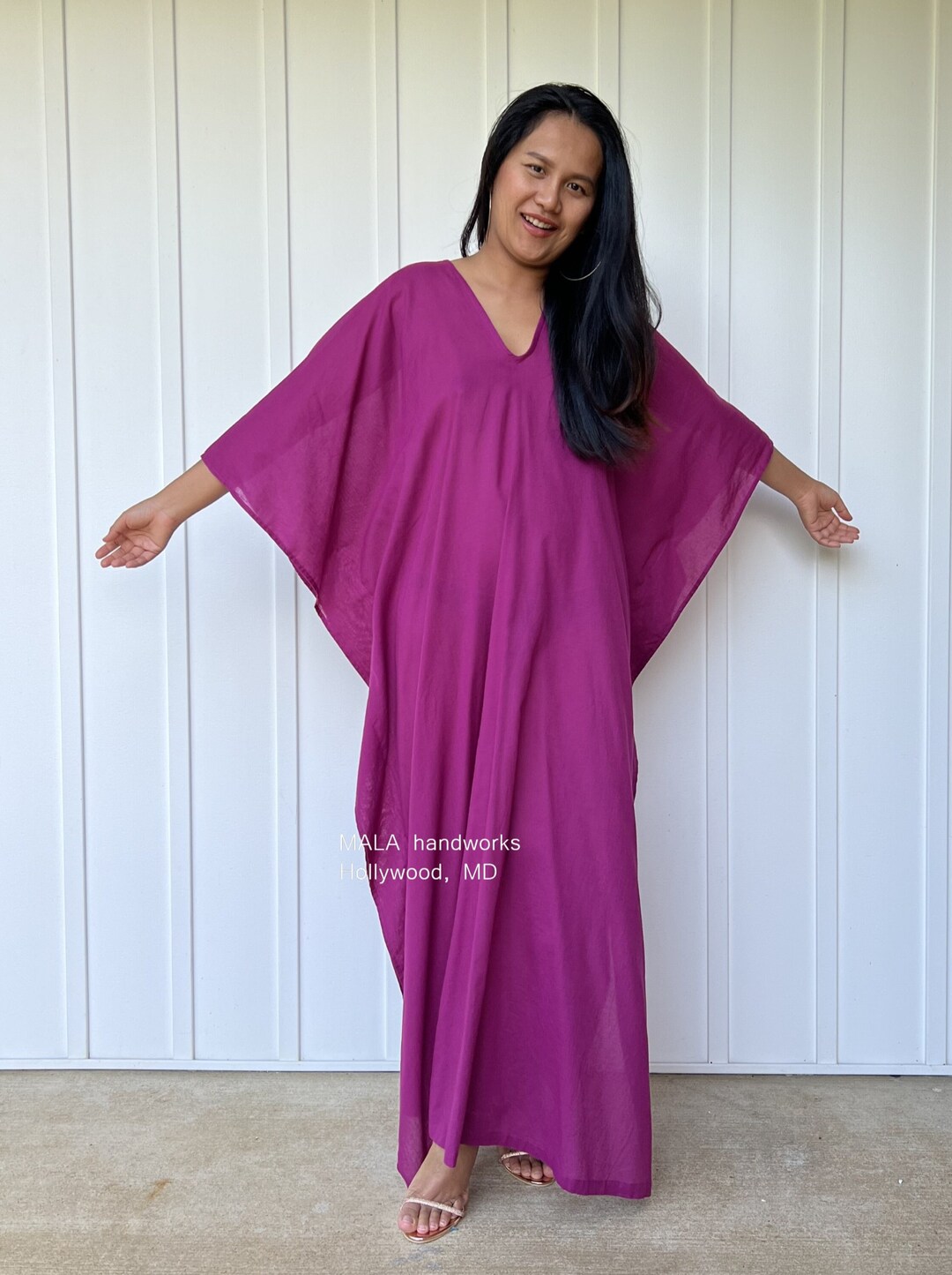 O-39 Cotton Semi Sheer Purple Kaftan Dress, Lounge Resort Beach Wear ...