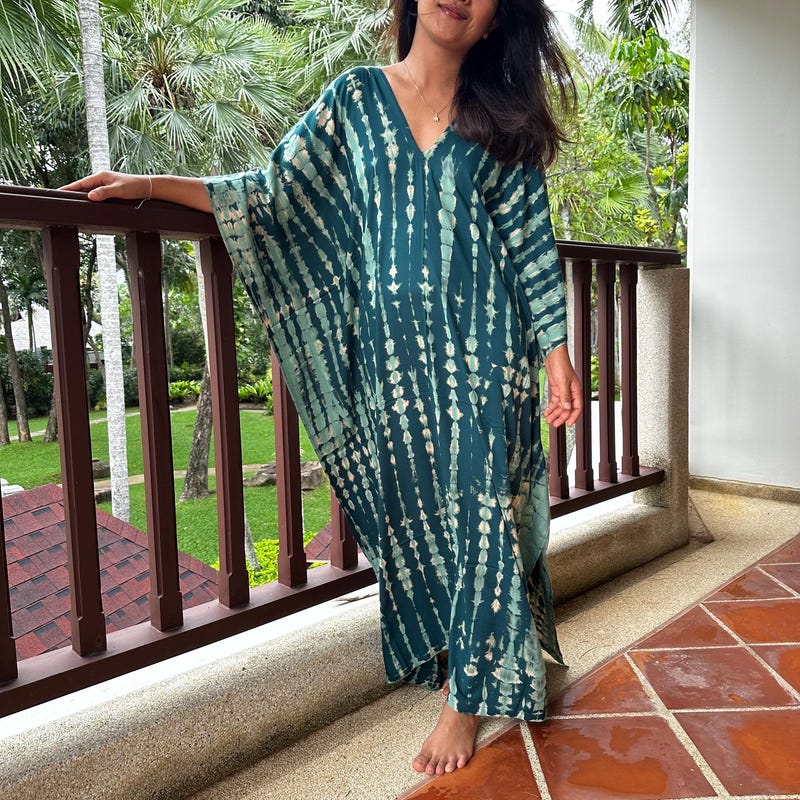 Boho Green Kaftan - Etsy