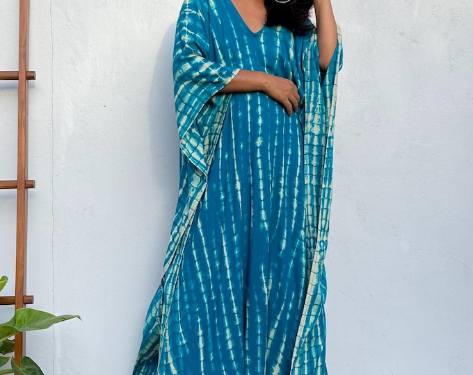 Boho Colorful Blue Hand Embroidered Caftan for Women, Caftan, Women's ...