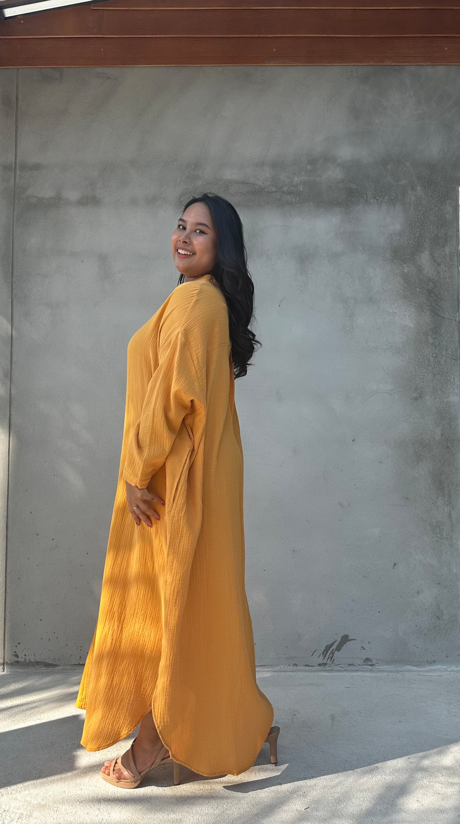Goldenrod Double Gauze Shirtdress 54" PL-13 ~ Maxi Shirt Dress, Modest ...