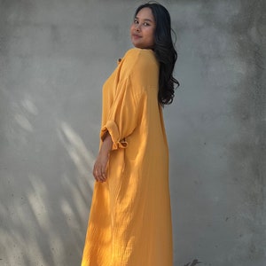 Goldenrod Double Gauze Shirtdress 54" PL-13 ~ Maxi Shirt Dress, Modest ...