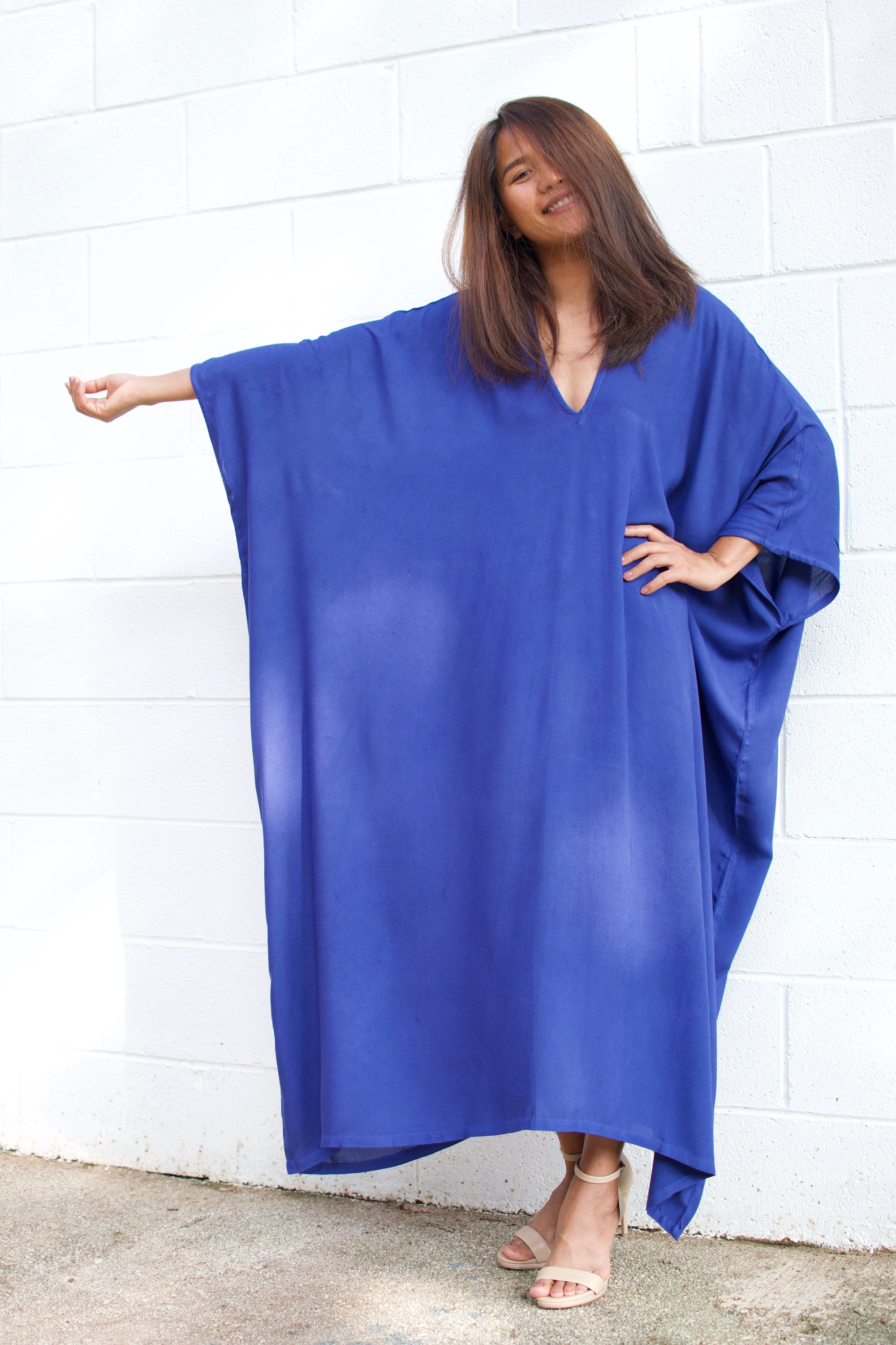 R-6 Blue Kaftan Caftan Beach Resort Vacation Cruise | Etsy