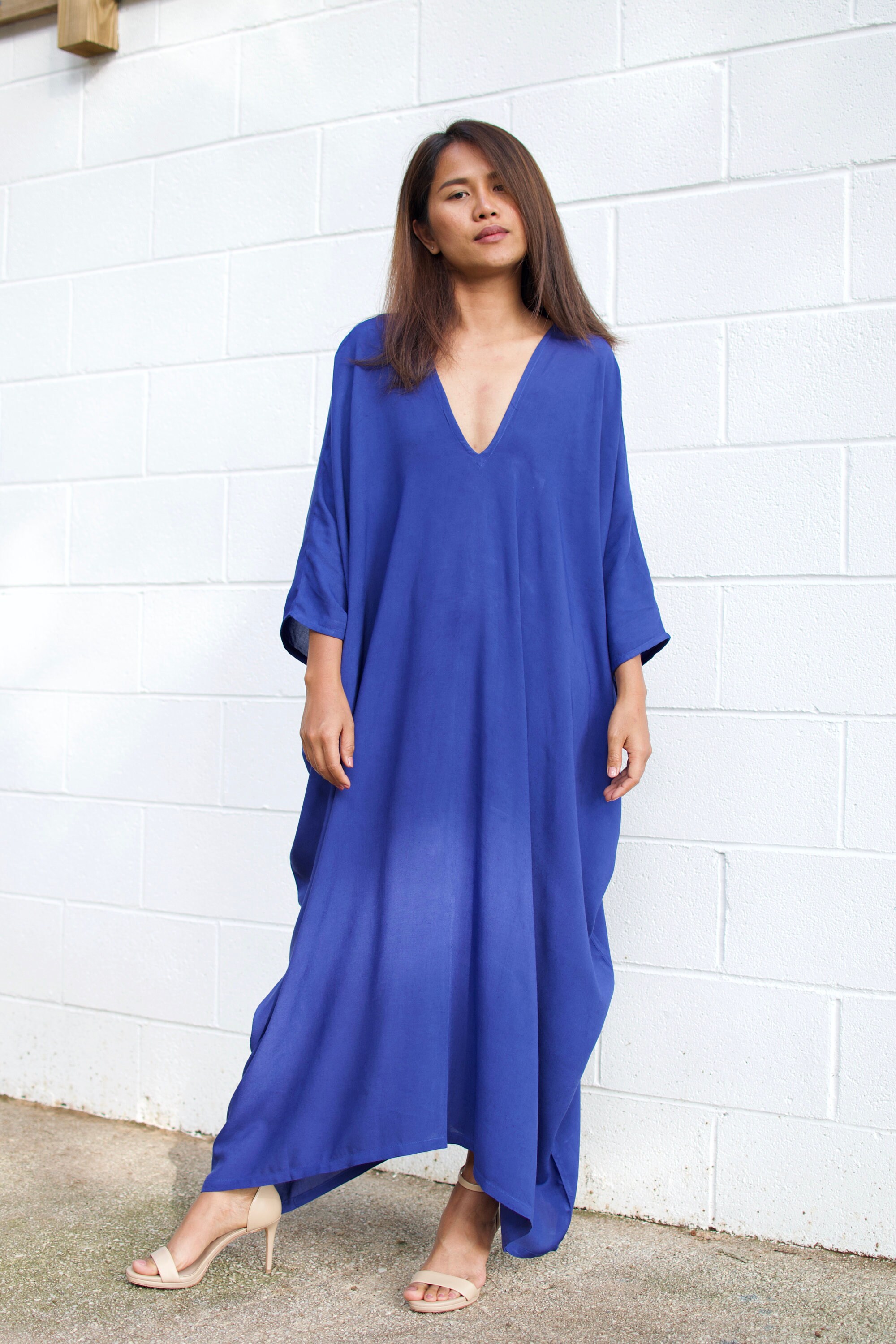 R-6 Blue Kaftan Caftan Beach Resort Vacation Cruise | Etsy