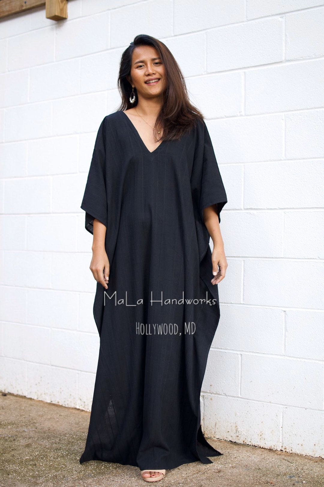 Cotton Caftans for Women E-24 ~ Black Kaftan Dress, Boho Womens ...