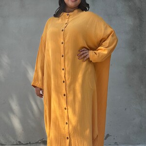 Goldenrod Double Gauze Shirtdress 54" PL-13 ~ Maxi Shirt Dress, Modest ...