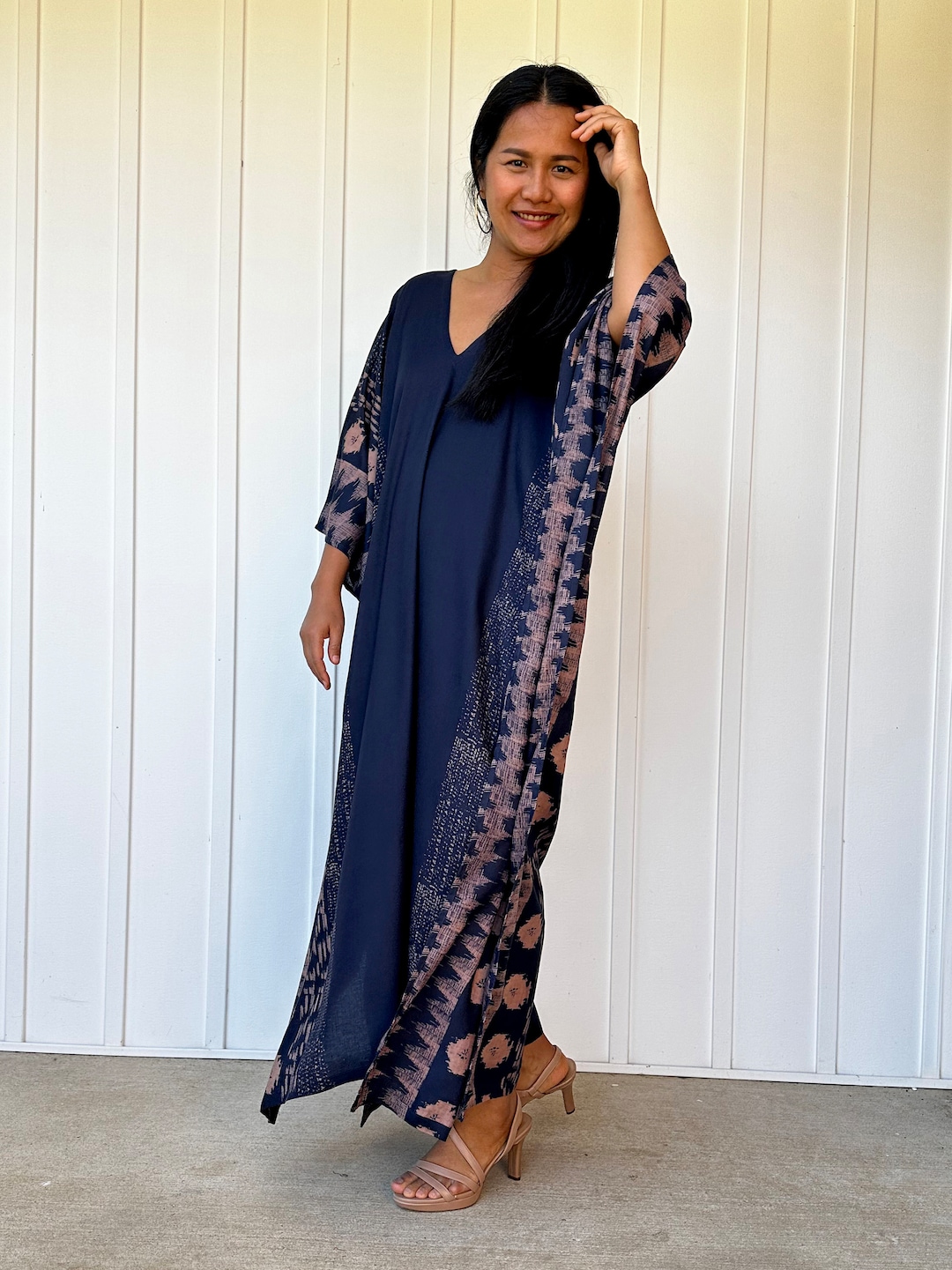 Hand Silkscreened Beautiful Kaftan - Silky Caftan Dress, African Kaftan ...
