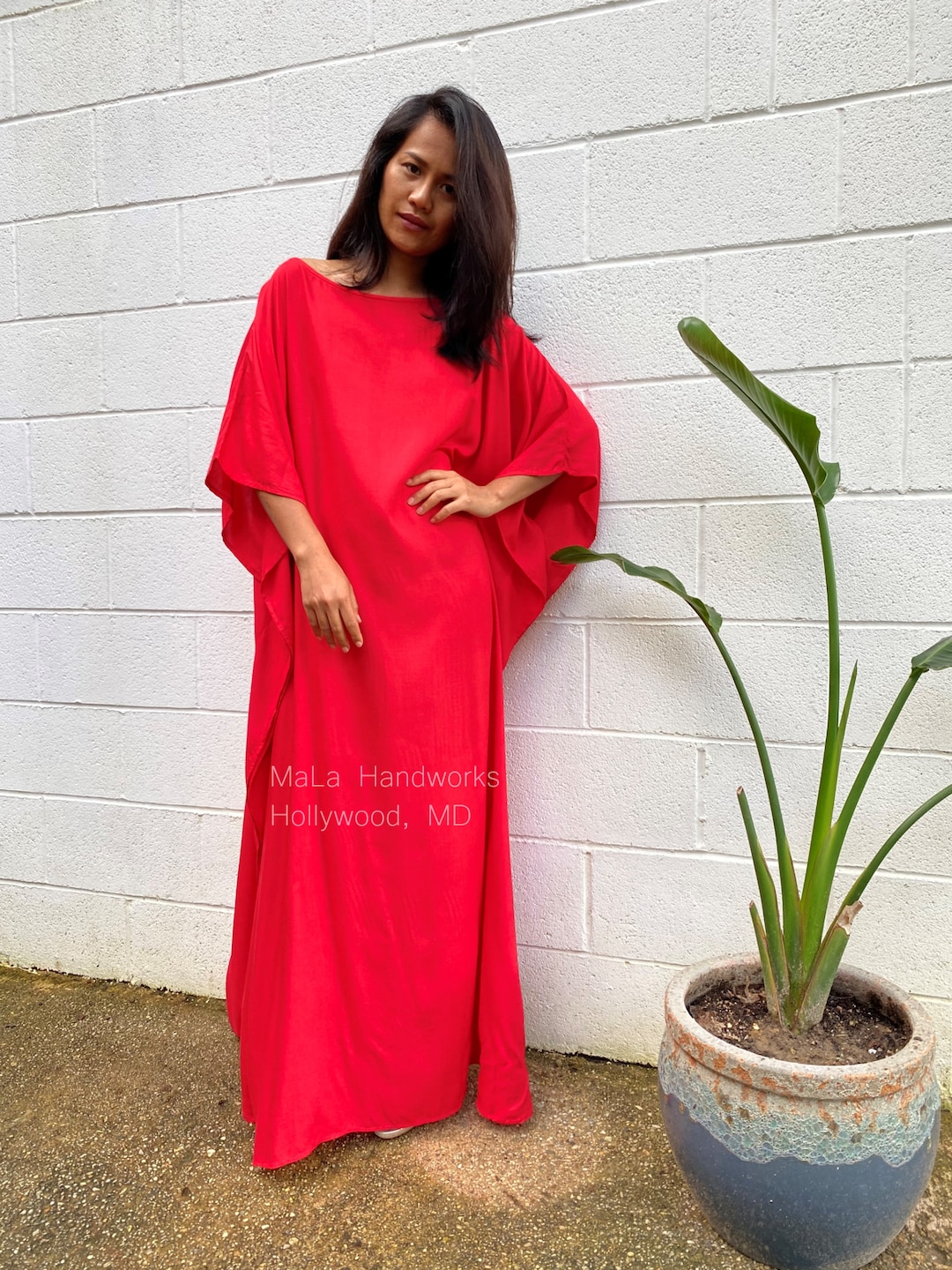 Red Boat Neck Kaftan AC-5 ~ July Fourth Dress, Caftans for Women, Cocktail Party Dress, Robes ...