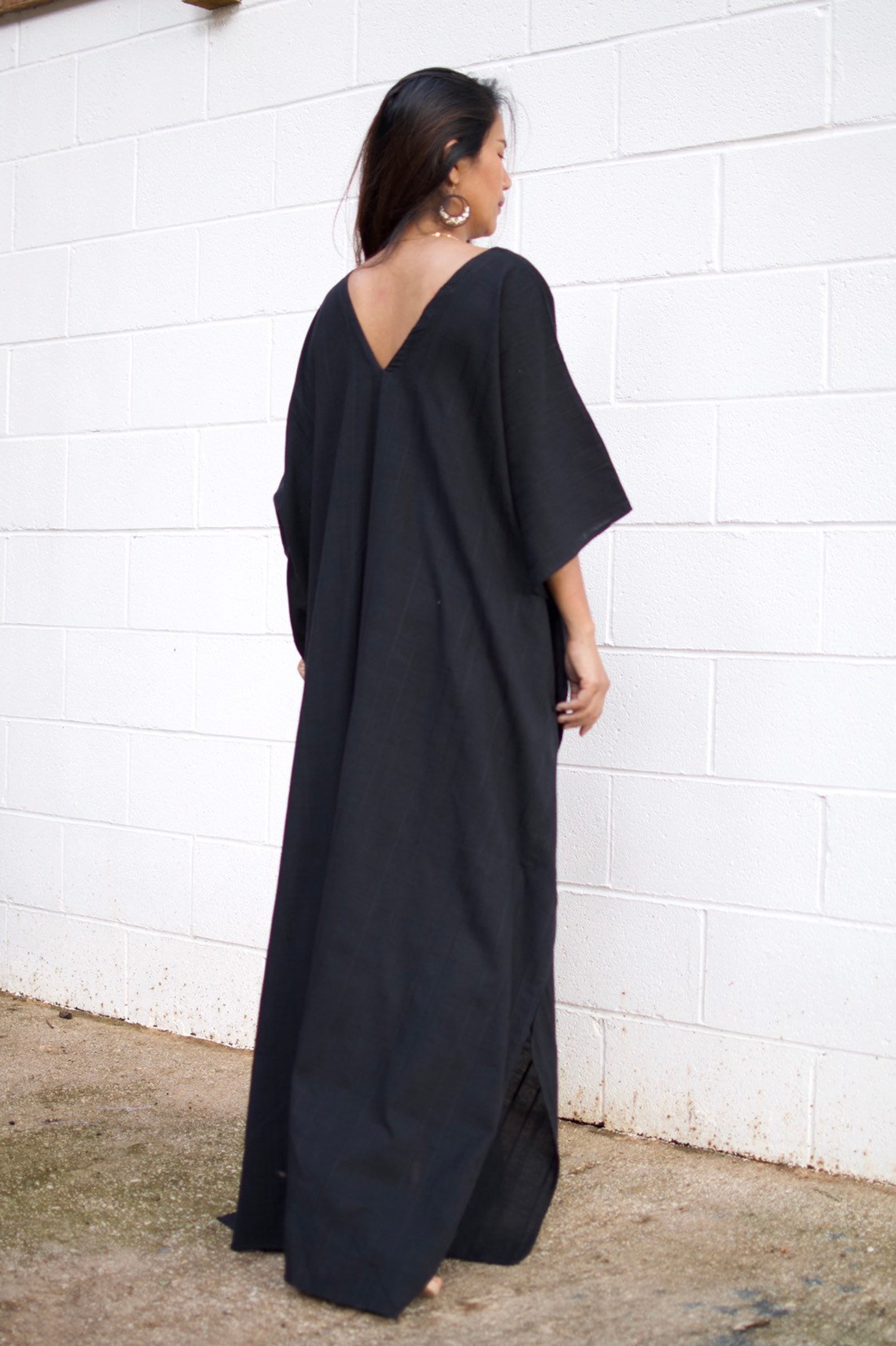 Cotton Caftans for Women E-24 ~ Black Kaftan Dress, Boho Womens ...