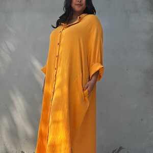 Goldenrod Double Gauze Shirtdress 54" PL-13 ~ Maxi Shirt Dress, Modest ...