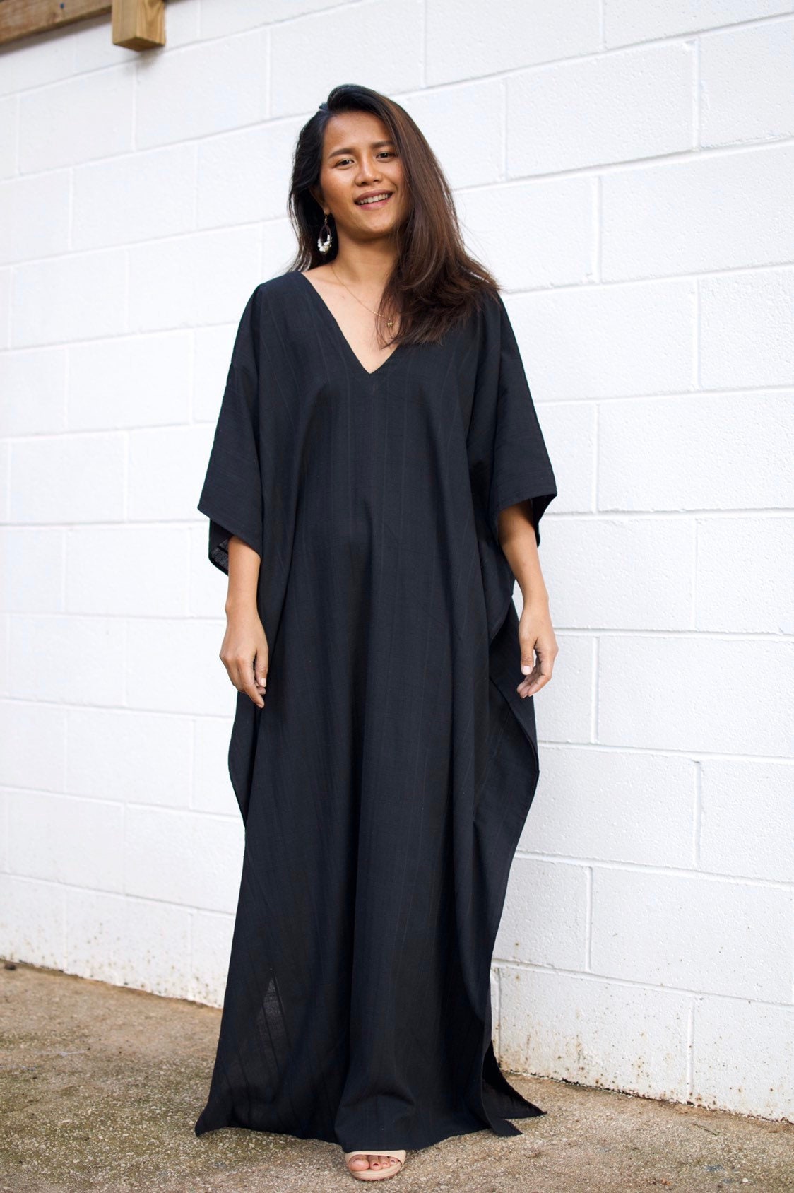 Cotton Caftans for Women E-24 ~ Black Kaftan Dress, Boho Womens ...
