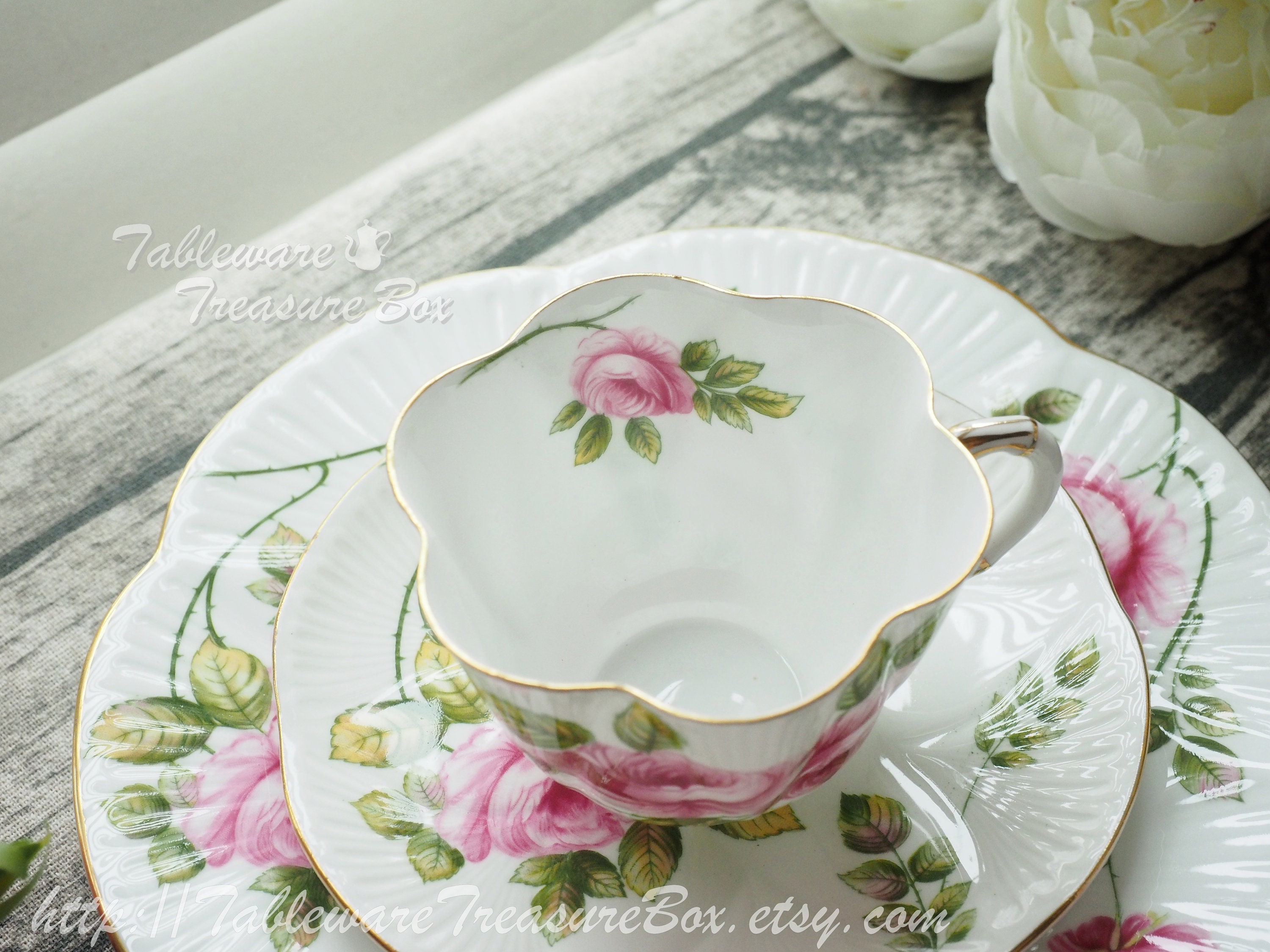 3pc Set Shelley Rambler Rose Dainty Cup Saucer and Plate - Etsy