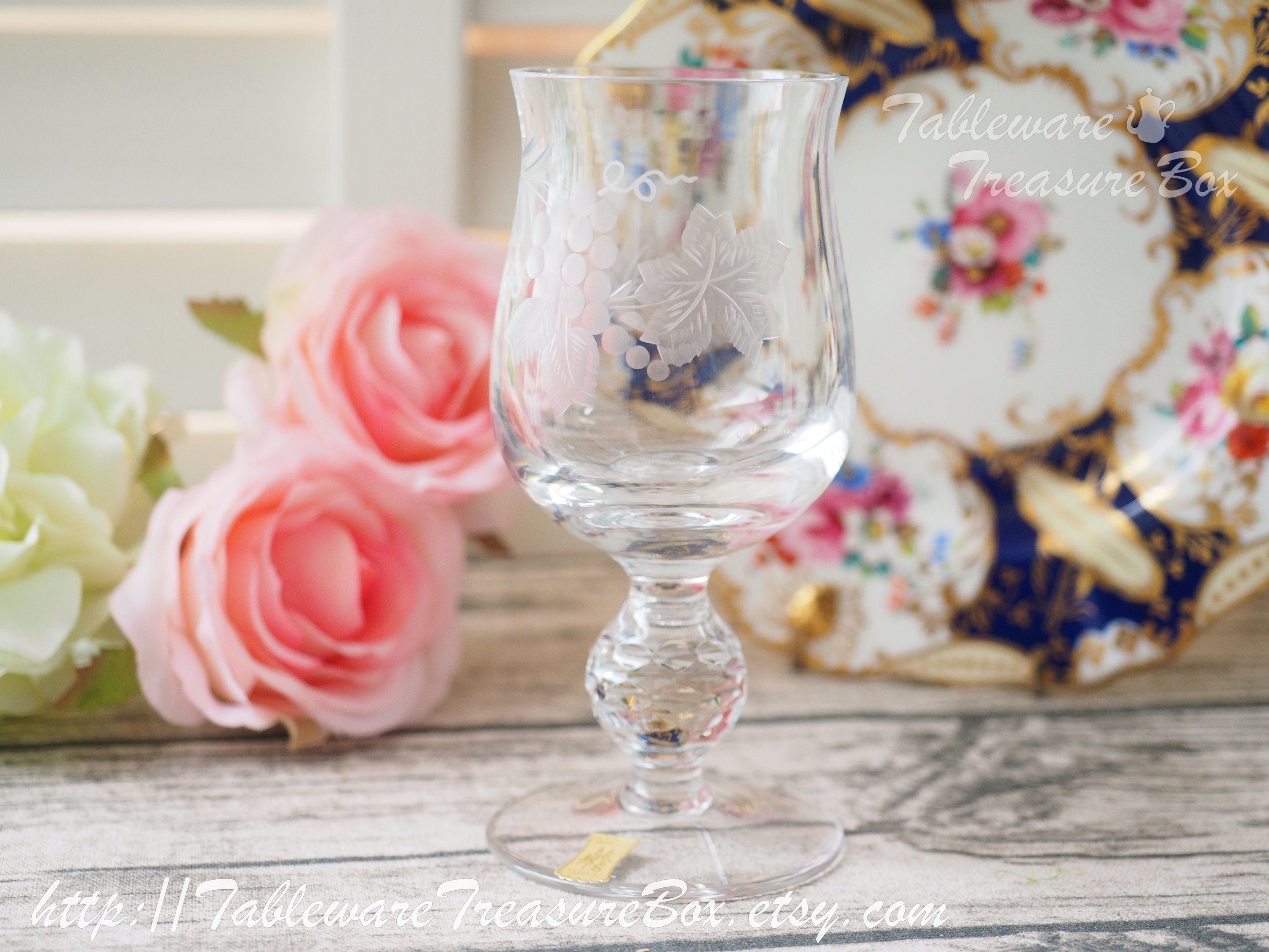 Vintage Meissen crystal glass wine / water glass | Etsy