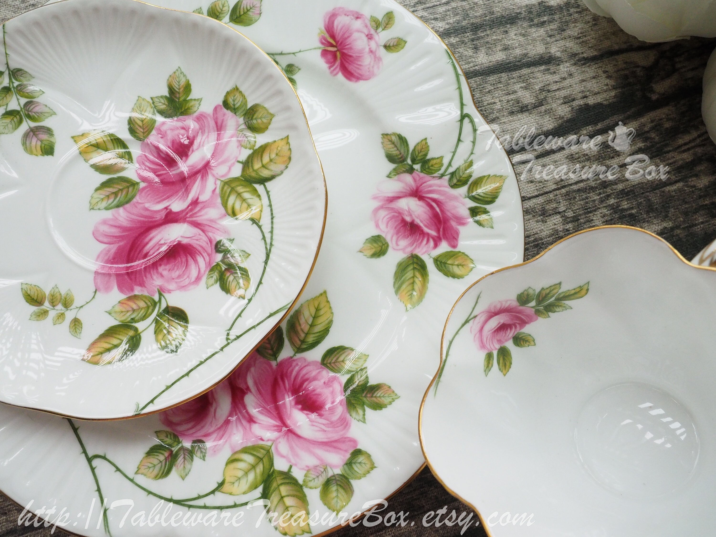 3pc Set Shelley Rambler Rose Dainty Cup Saucer and Plate - Etsy