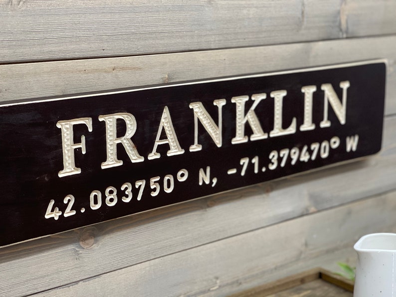 Town Latitude Longitude Coordinates City Name Sign | Etsy