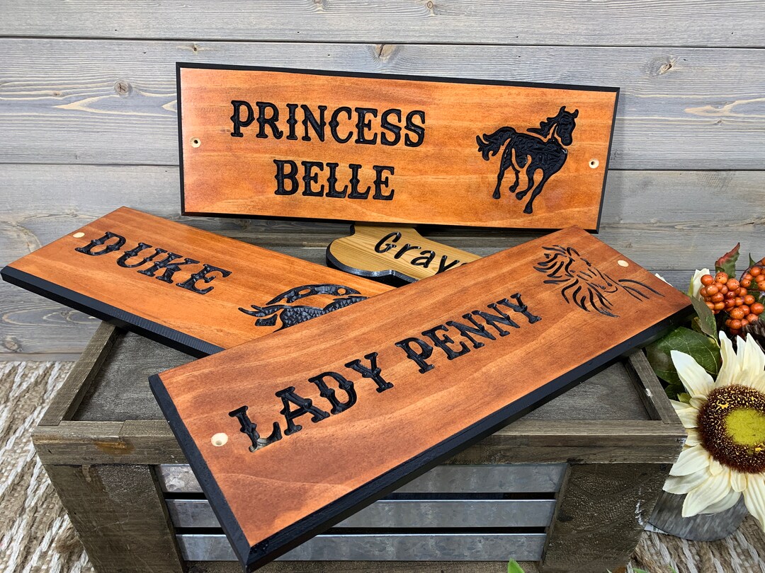 Stable Sign LARGE BLACK Edge/ Horse Stall Name Plate/ Hand Routed ...