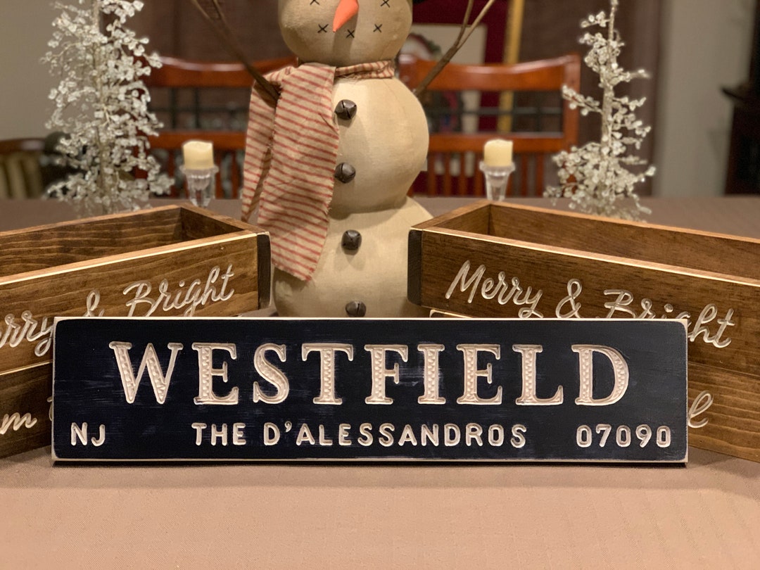 Town City Zip Code State Last Name Sign Custom/hometown/location/hand ...