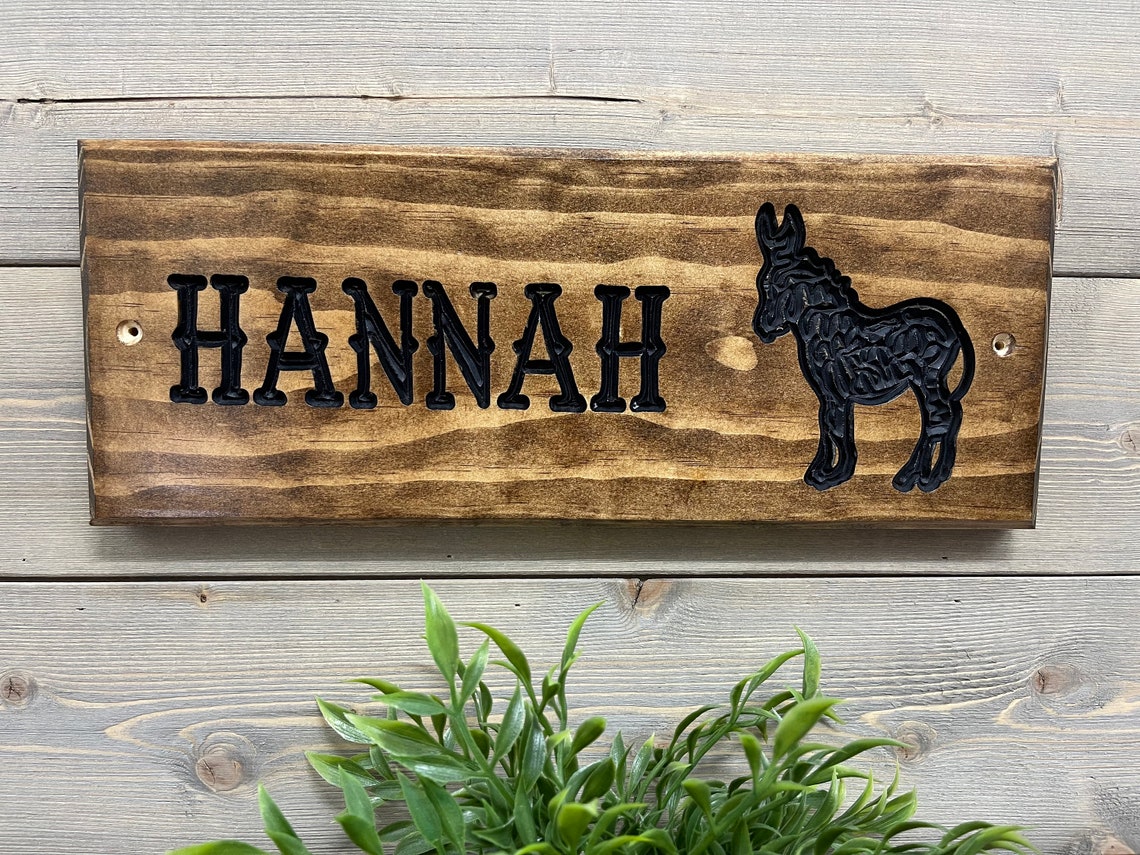 LARGE Donkey Stable Sign/Stall Name Plate/Hand Routed Wooden | Etsy