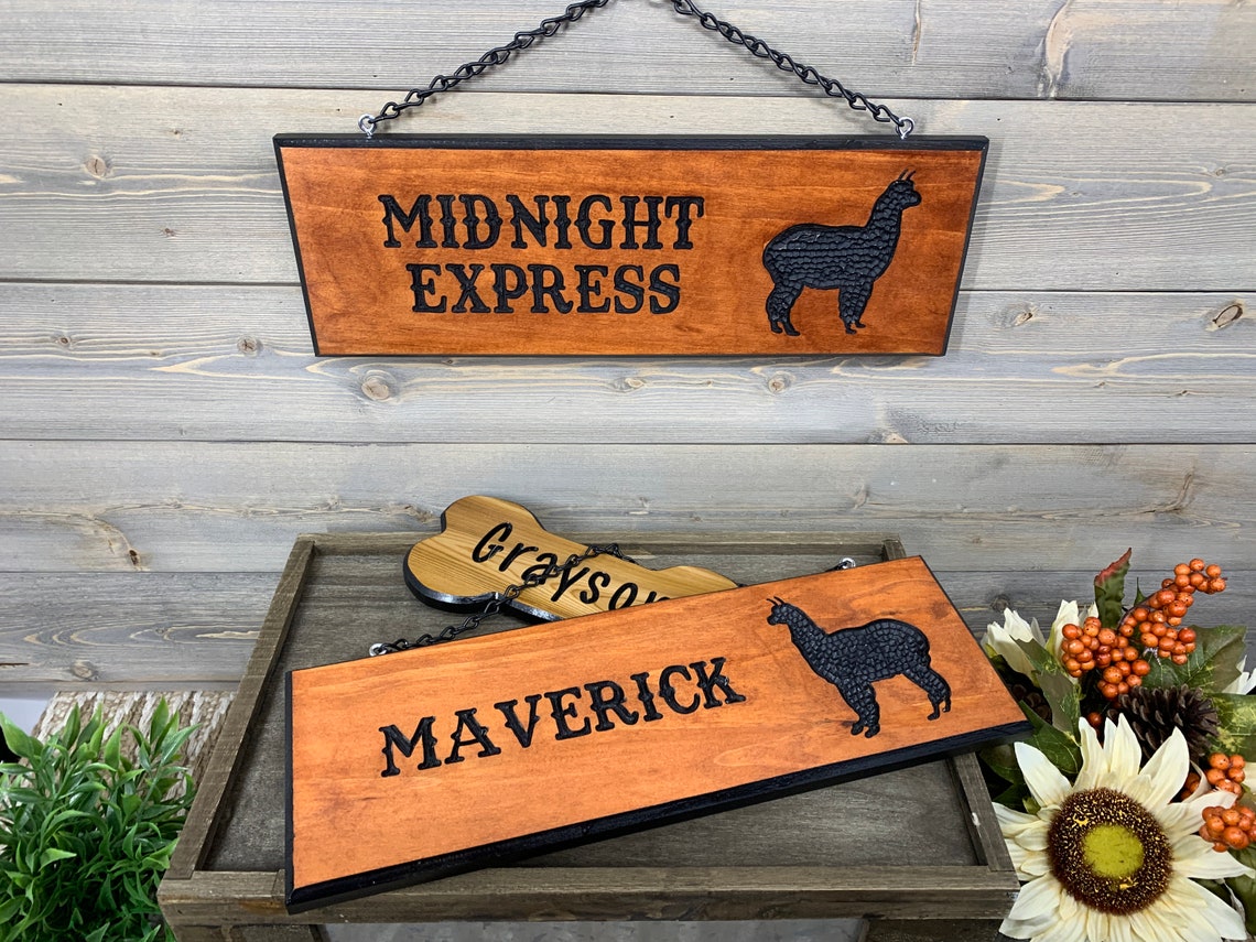 LARGE Alpaca Stable Sign/stall Name Plate/hand Routed Wooden - Etsy