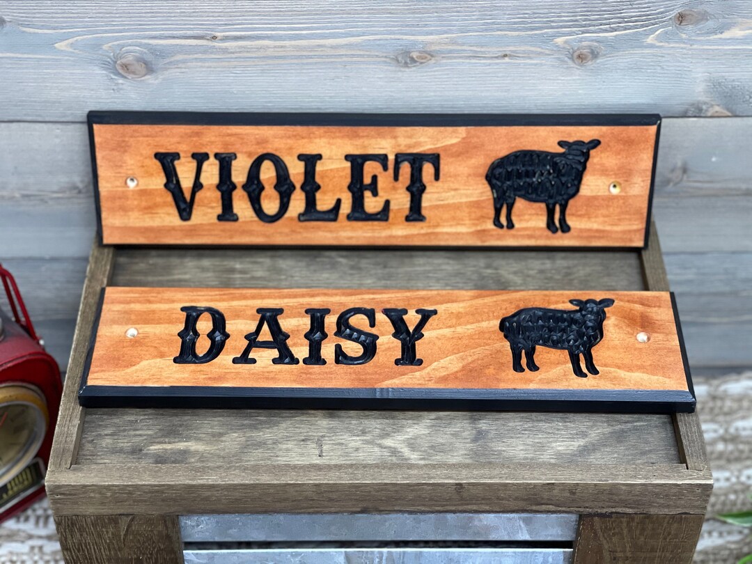 Sheep Sign SMALL BLACK Edge/ Horse Stall Name Plate/ Hand Routed Wooden ...