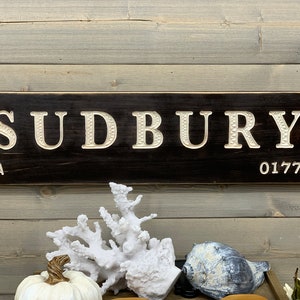 Town City Zip Code State Last Name Sign Custom/hometown/location/hand ...