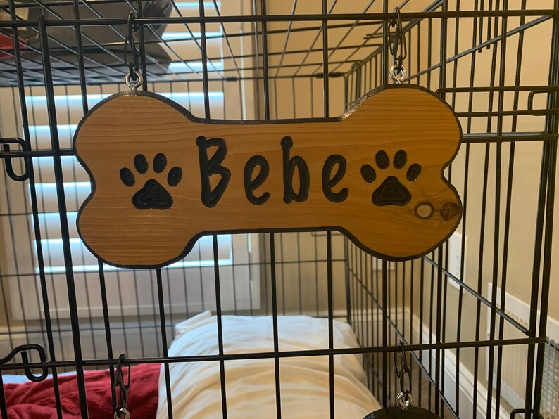 Dog Bone Sign With Paws Customized/dog Crate Name Tag/pet | Etsy